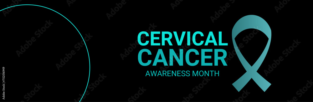 Cervical Cancer Awareness Calligraphy Poster Design. Realistic Teal and ...