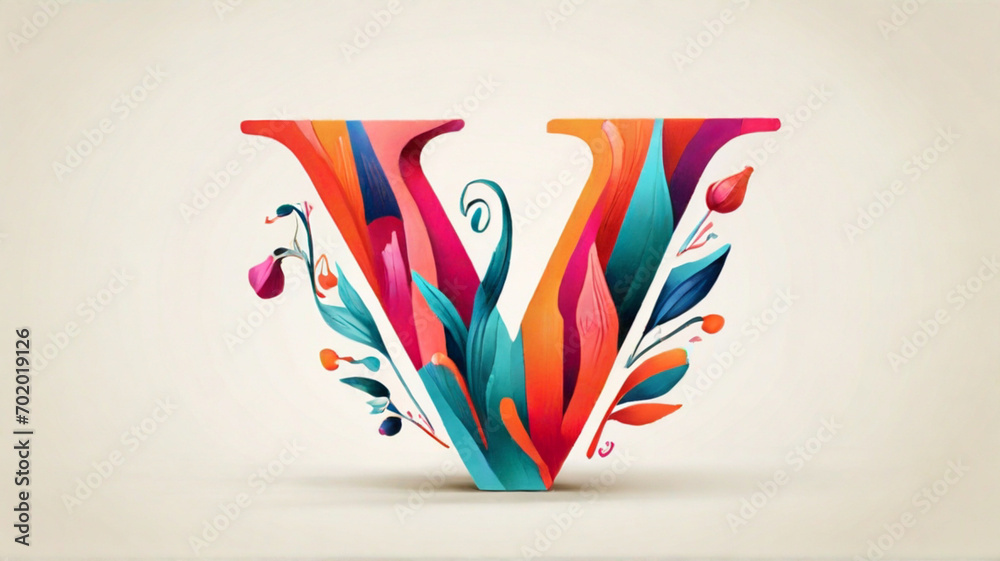 A playful and whimsical "V" letter logo with a hand-drawn feel ...