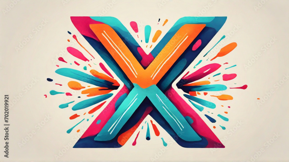 A playful and whimsical "X" letter logo with a hand-drawn feel ...