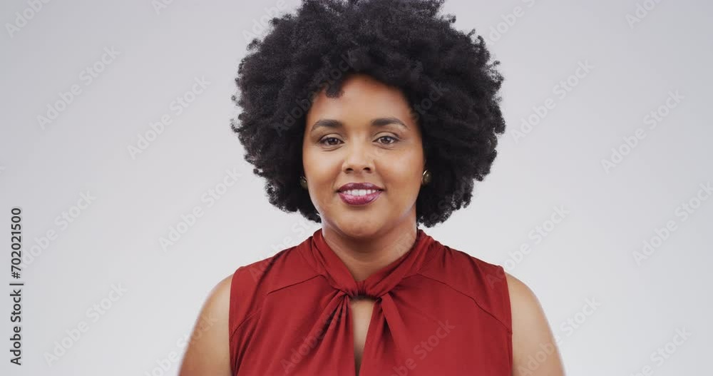 Stockvideon Face, comedy and funny with an afro black woman in studio ...