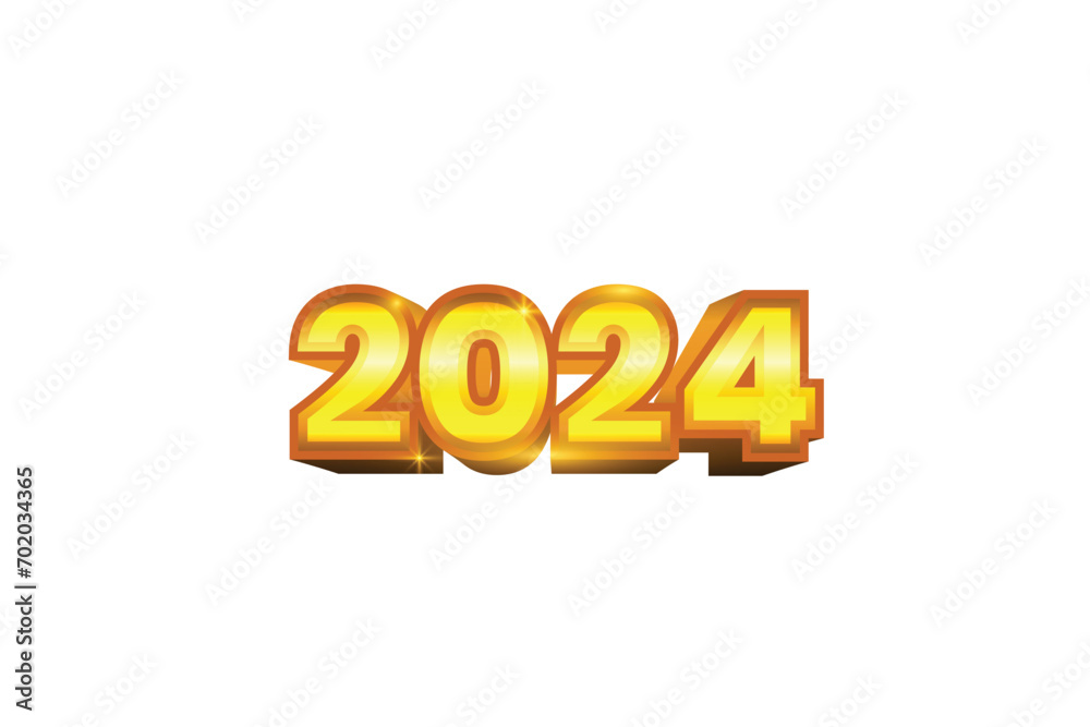 2024 New Year Sticker Design Stock Vector | Adobe Stock