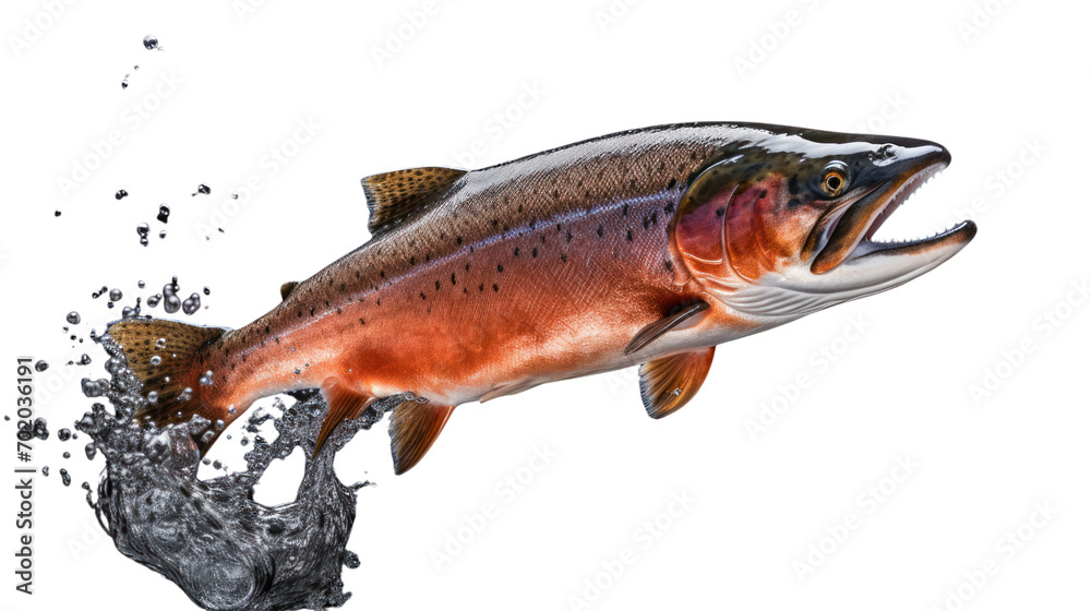 Atlantic salmon jumping Isolated on transparent background. PNG file ...
