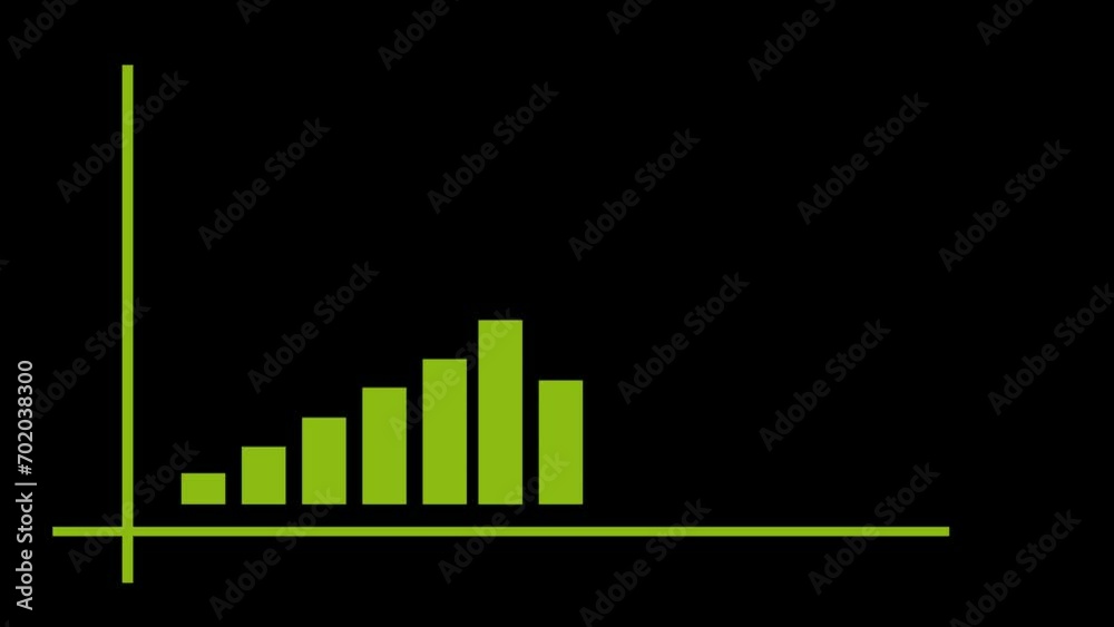 Growing business bar chart animation. Green graph with arrows ...