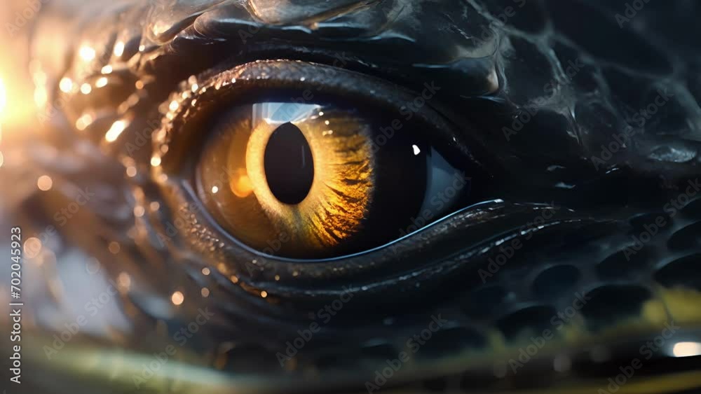 Vidéo Stock Closeup of a sea turtles eyes, the gentle glow of sunlight ...