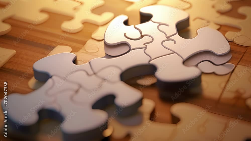 A magnified of two puzzle pieces fitting together, one labeled ...