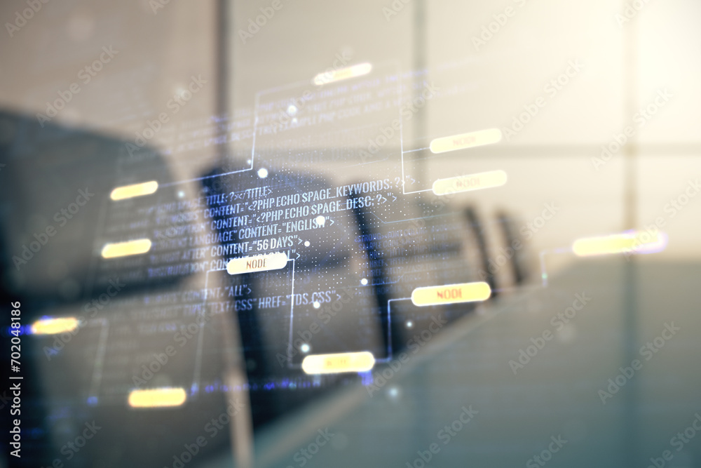 Multi exposure of abstract creative coding sketch on a modern ...