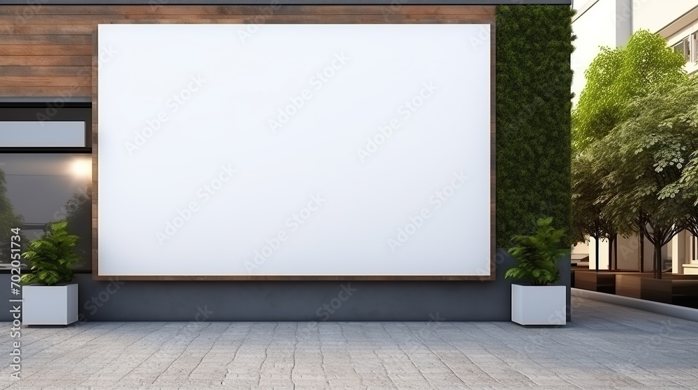 Big blank billboard on street wall, mockup poster frame on living room ...
