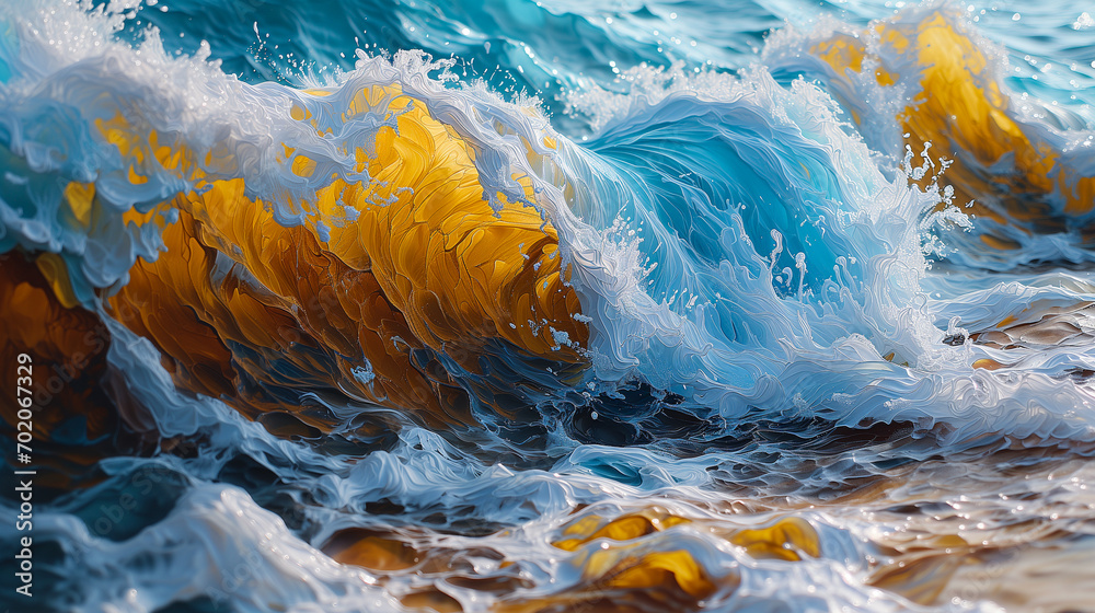 Blue and yellow happy splash, abstract ocean wave texture. Colorful ...