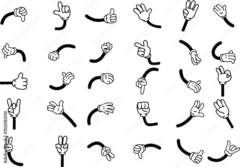 Cartoon hand arms. Cute cartoon mascots hand and arm positions. Funny ...