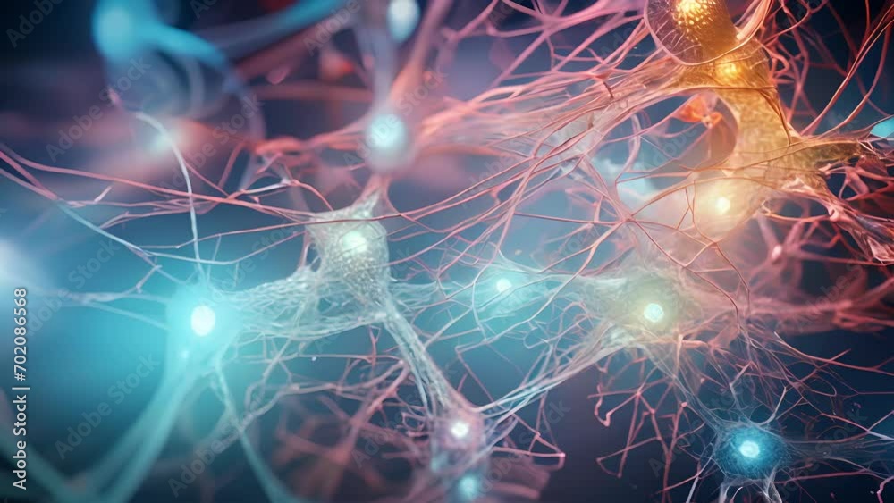 An intricate network of neural pathways displayed through a microscope ...