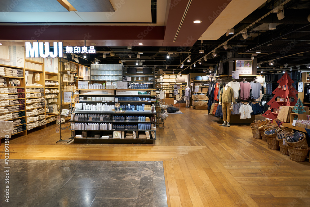 SINGAPORE - NOVEMBER 06, 2023: goods displayed at Muji store in ...
