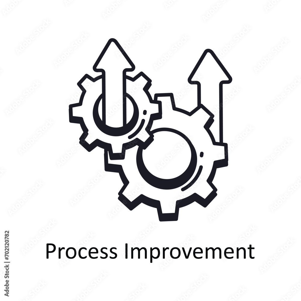 Process Improvement vector outline doodle Design illustration. Symbol ...