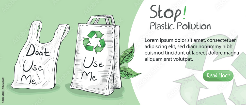 Stop Plastic Pollution. Don't Use Plastic Bag Use Eco Bags. Ecology and ...