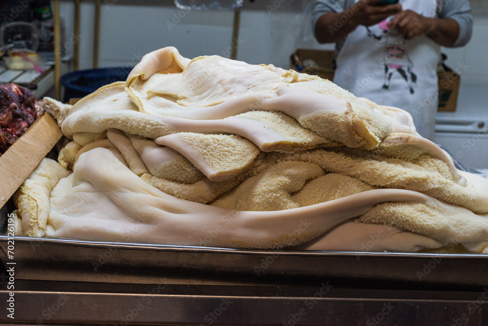 Cow belly stall for the preparation of menudo. Stock Photo | Adobe Stock