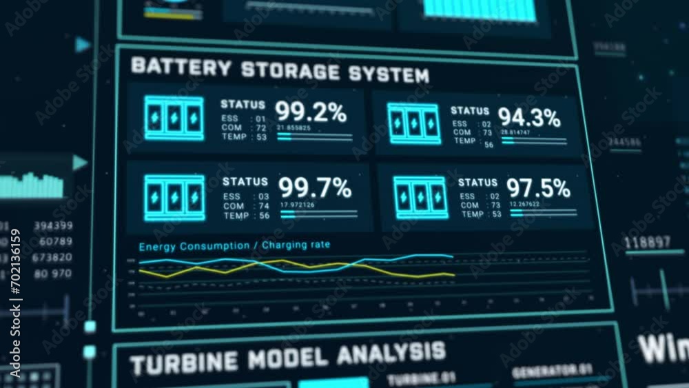 Futuristic wind turbine energy control center interface design, digital ...