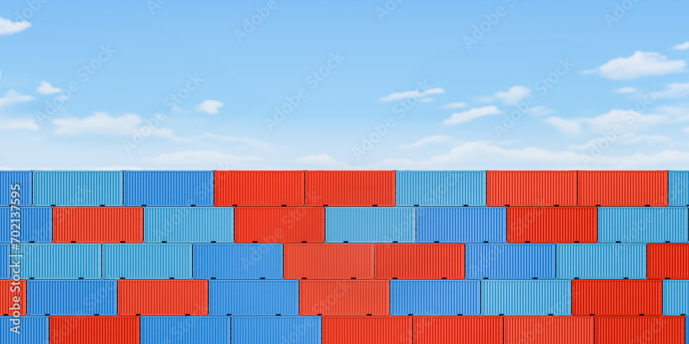 Stack of Cargo shipping in container terminal yard, global logistic ...