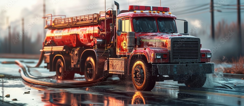 Fire truck for extinguishing tanks with air mechanical foam A fire ...