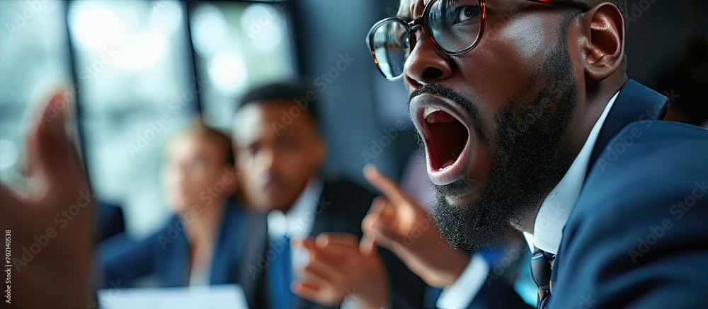 Fired fight and angry boss is frustrated with employee and upset ...