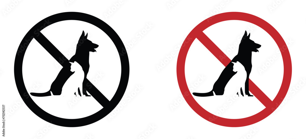 No pet allowed vector icons. Cat and dog no pet allowed vector signs ...