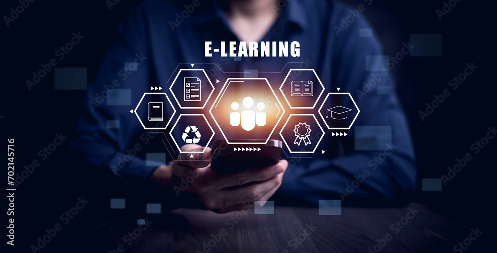 Education online or E-learning concept, E-learning certificate and ...