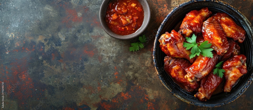 Chicken Wings with tomato barbecue sauce In a small bowl of horseradish ...