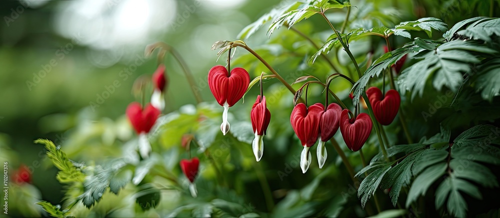 Bleeding heart Dicentra spectabilis Valentine flowering with puffy ...