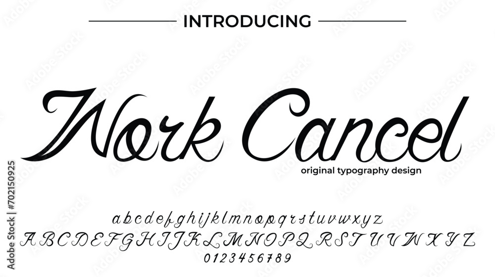 Work Cancel. Handdrawn calligraphic vector font for hand drawn messages ...
