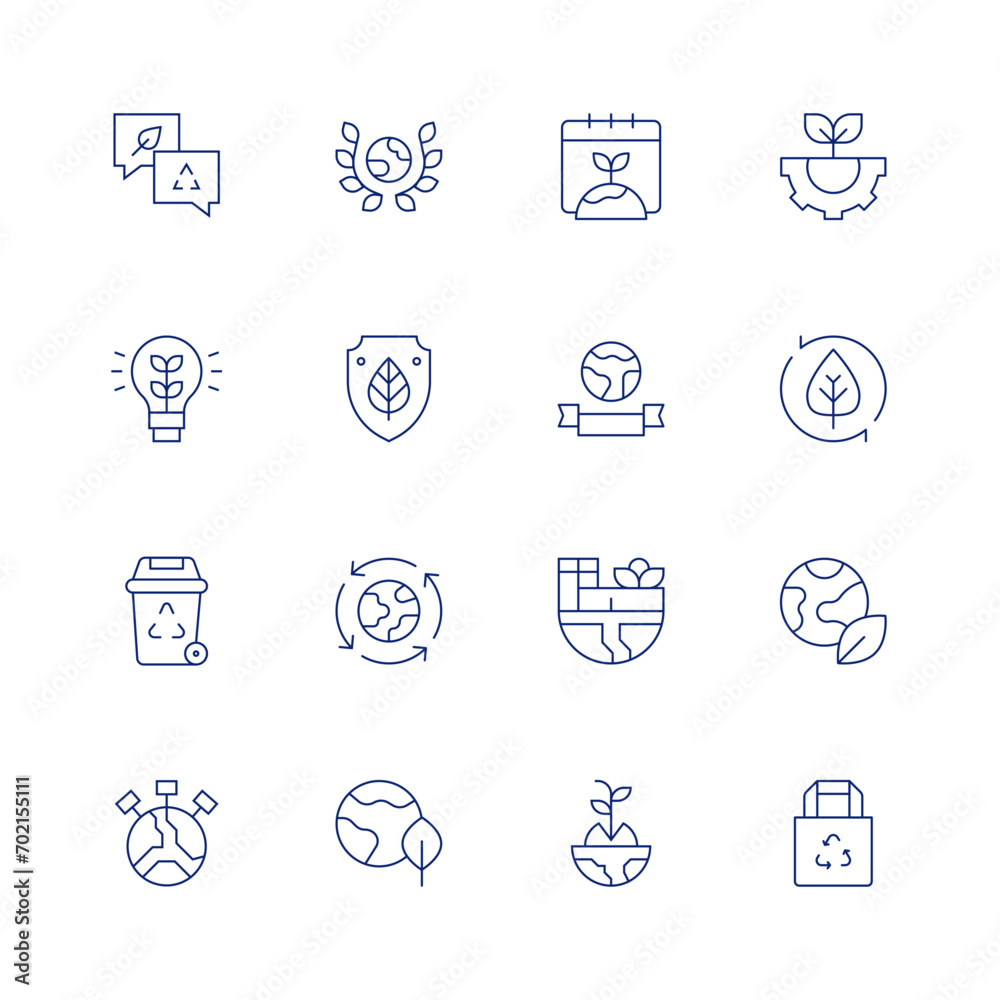 Environment line icon set on transparent background with editable ...