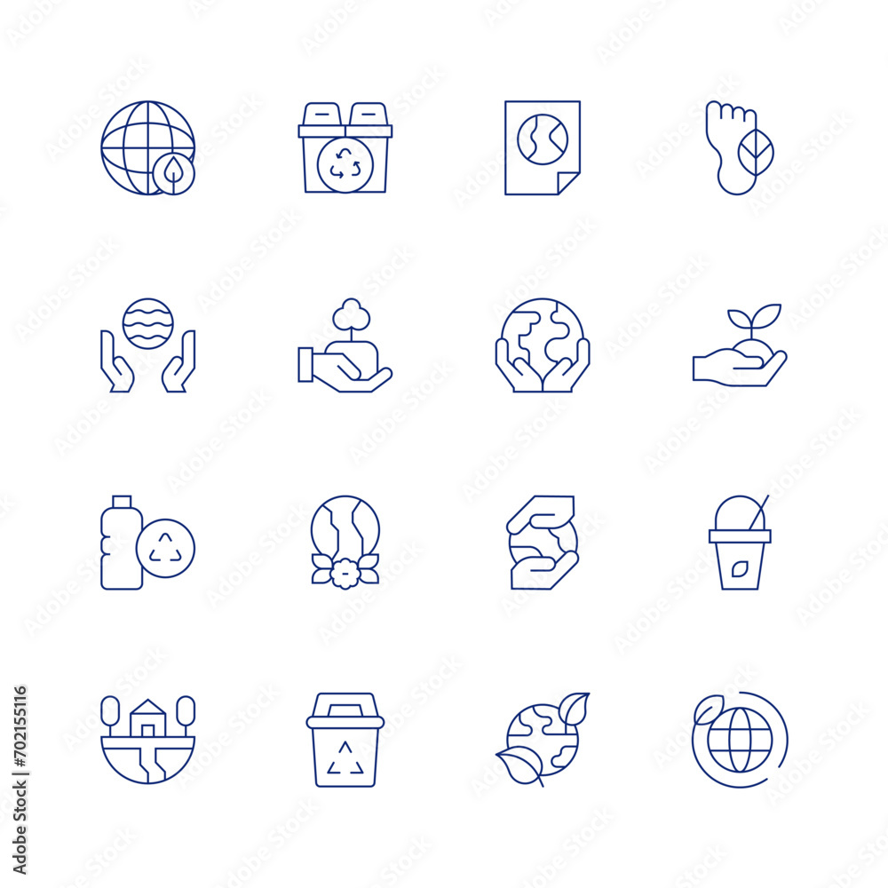 Environment line icon set on transparent background with editable ...
