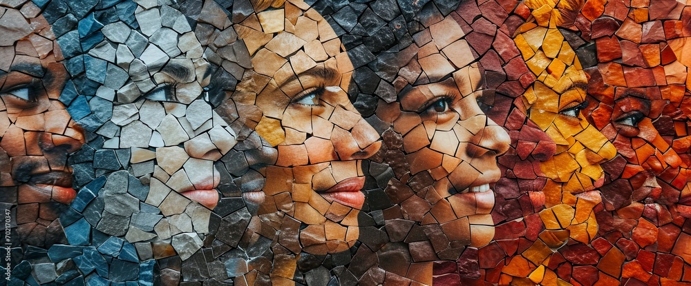Collage Mosaic Many Happy Multiracial People, Banner , HD Background ...
