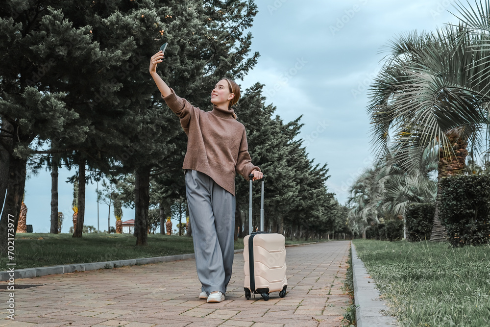 Business travel.Remote work. freelancer works remotely business travel ...