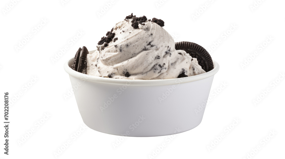 cookies and cream ice creamon white isolated on clear png background ...