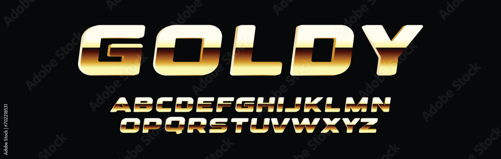 Vetor de Goldy, Bright Golden letters and numbers set. Bold gold and ...
