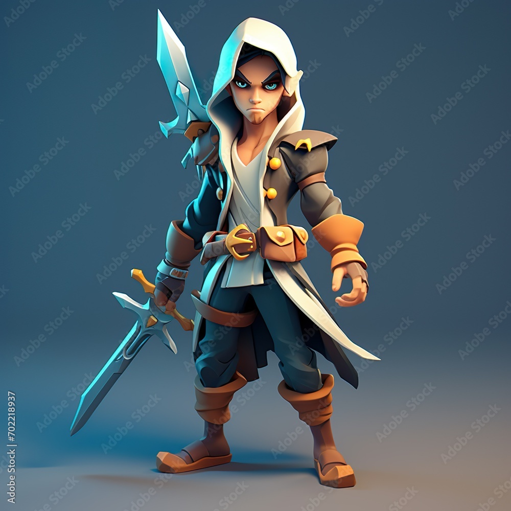 rogue character with a dagger in the style of lowboy art cartoonlike ...