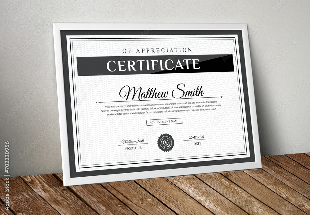 Simple Certificate Layout Stock Template | Adobe Stock