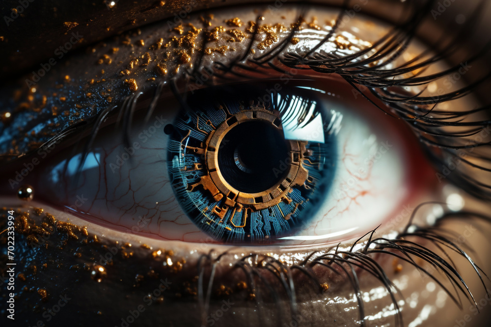 Programmed сlose up metal cyber electronic eye surveillance security ...