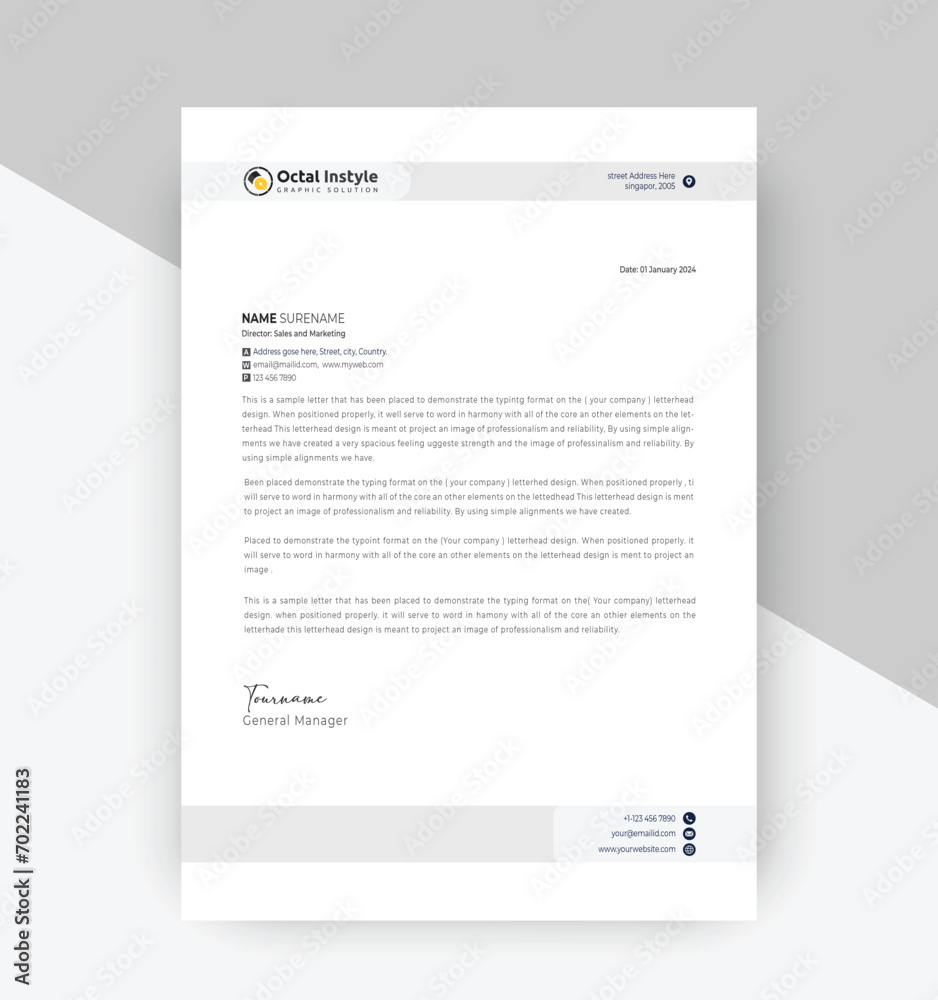 Vector letterhead template for print Stock Vector | Adobe Stock