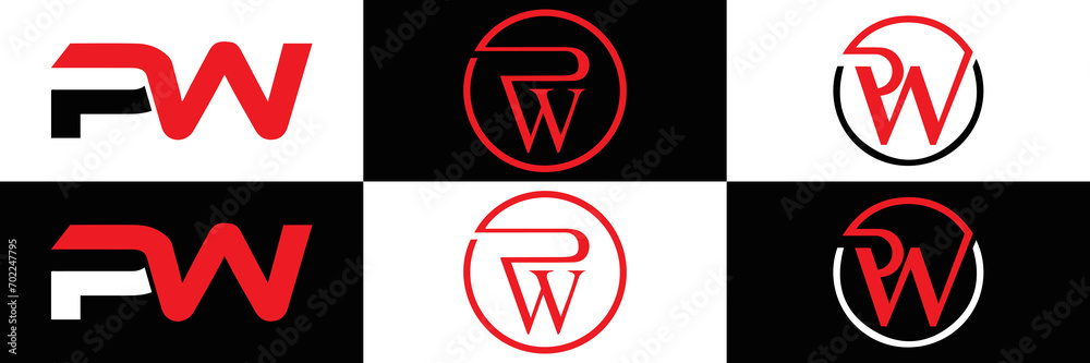 PW logo. P W design. White PW letter. PW, P W letter logo design. P W ...