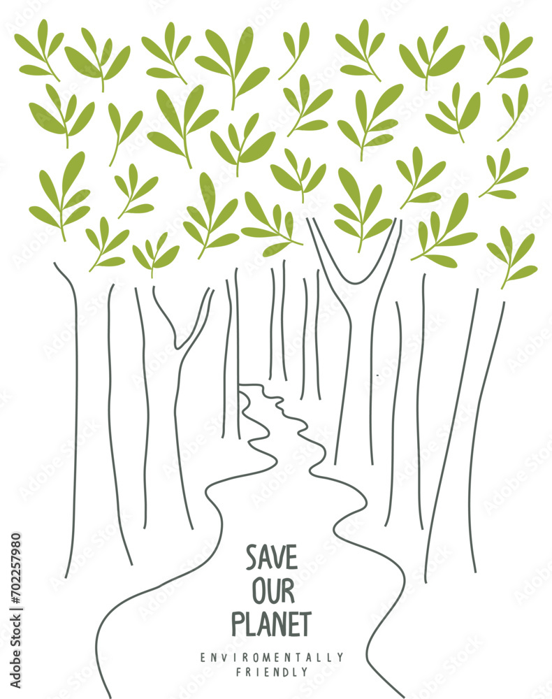 Environmentally friendly concept. Tree crowns with green leaves and ...