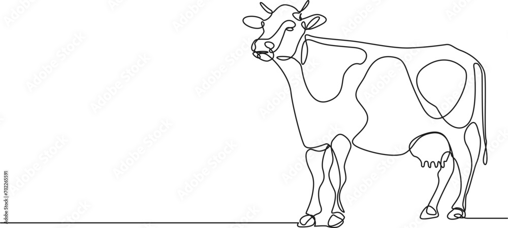 continuous single line drawing of a dairy cow, line art vector ...
