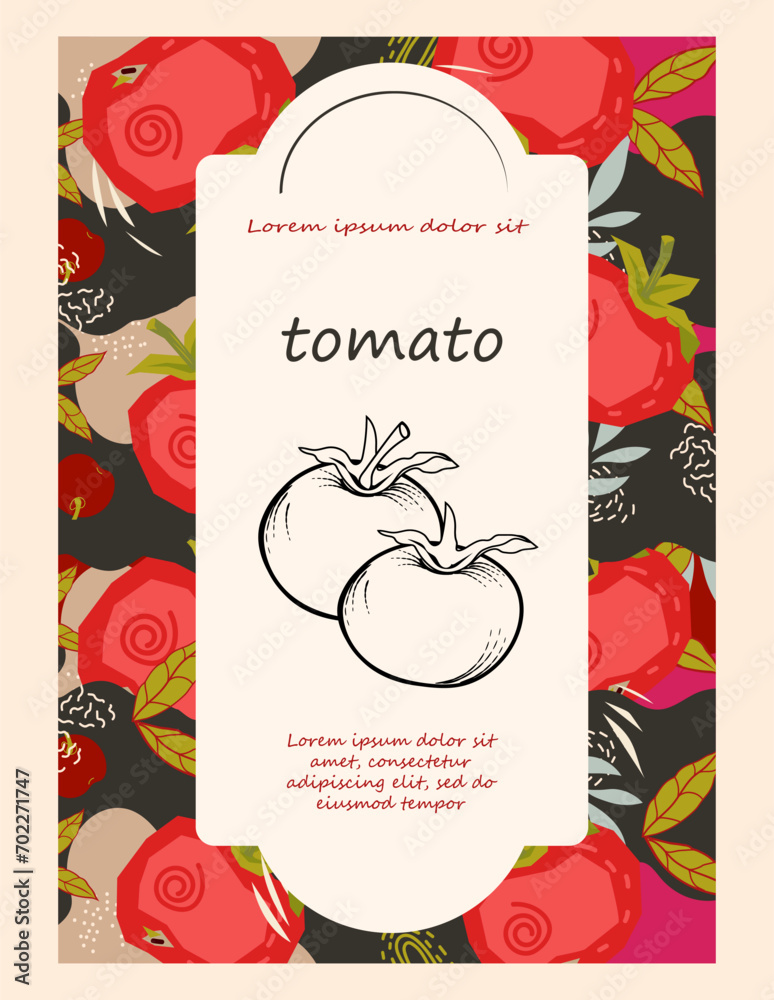 Label and packaging background for tomato ketchup or vegetable packs ...