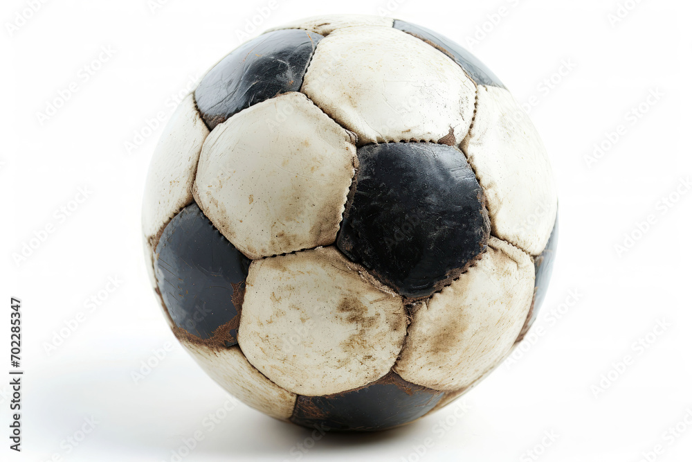 Old worn soccer ball or football isolated on white background Stock 写真 ...