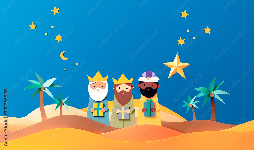 Three wise men, three kings, Night Celebration Illustration, Merry ...