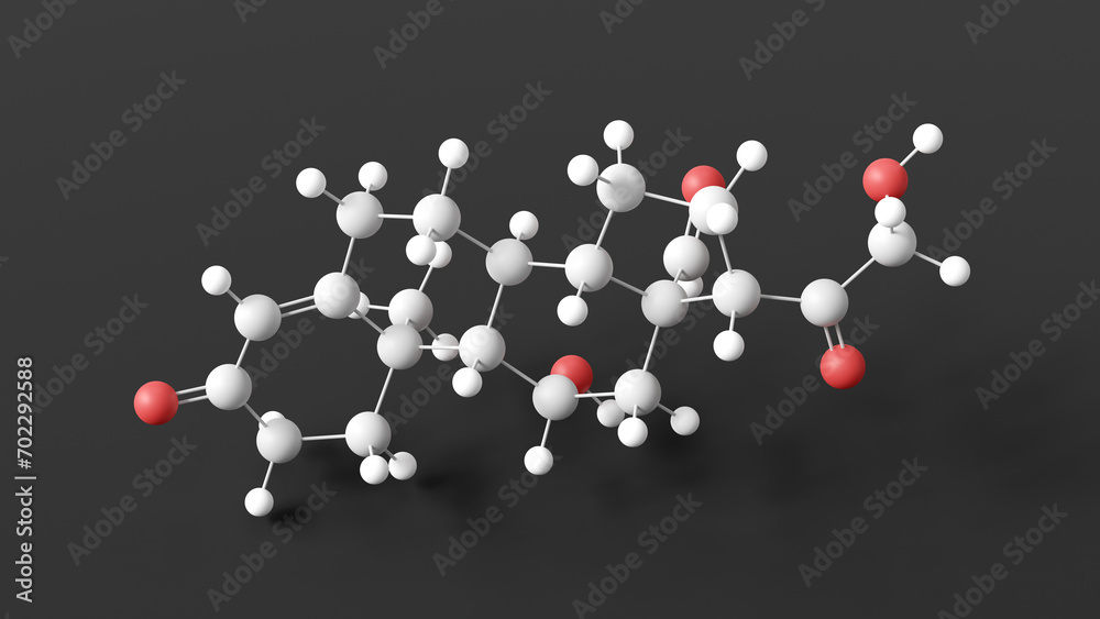aldosterone molecular structure, steroid hormone, ball and stick 3d ...