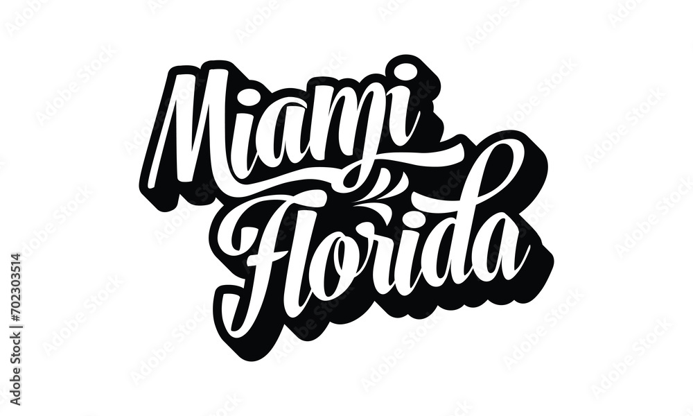 Miami Florida hand lettering design calligraphy vector, Miami Florida ...