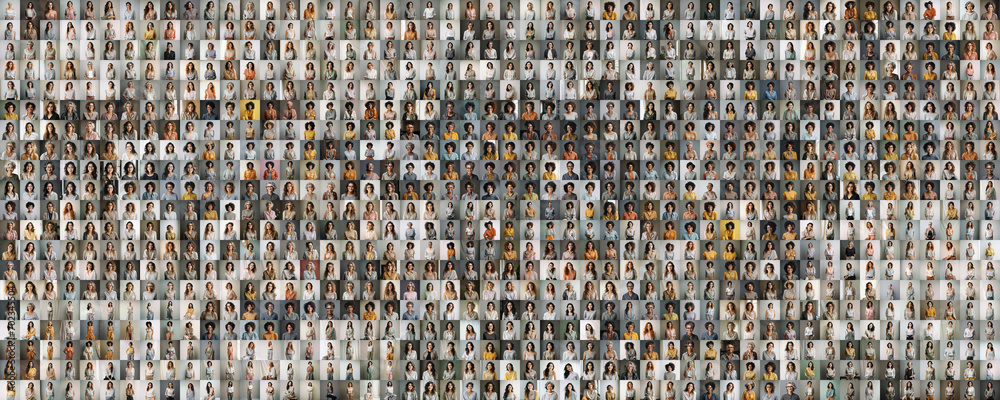 Diversity concept. Collage of diverse happy women portraits, a lot of ...