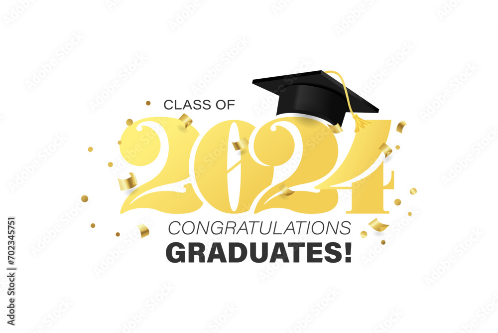 Elegant Class of 2024 Graduation Greeting Card Design. Chic Typography ...