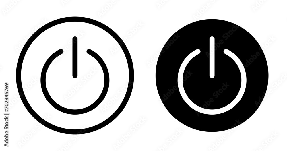 Button on off icon set. Power Turn off switch vector symbol in a black ...