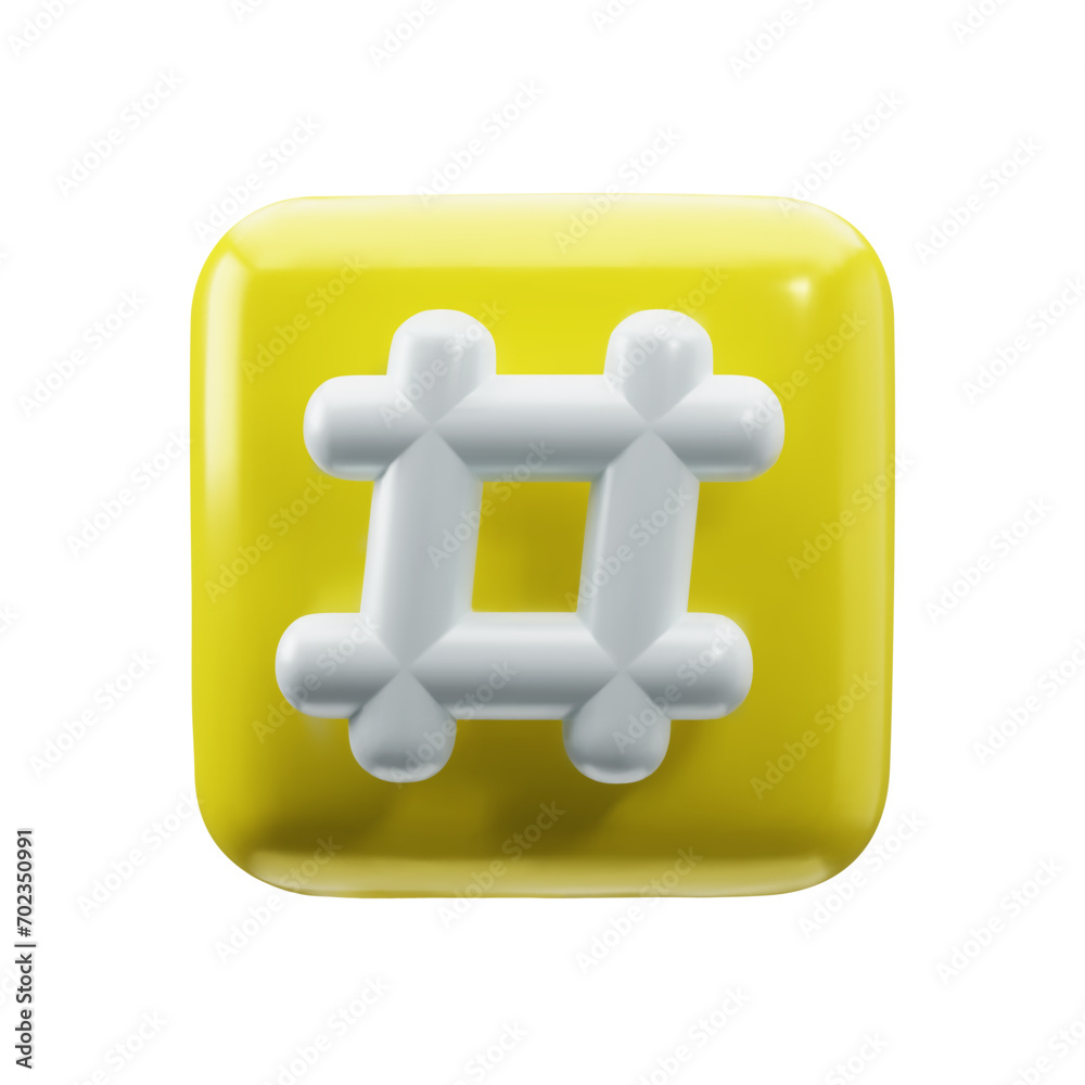 Hashtag 3d speech button icon on white background. Trendy and modern ...