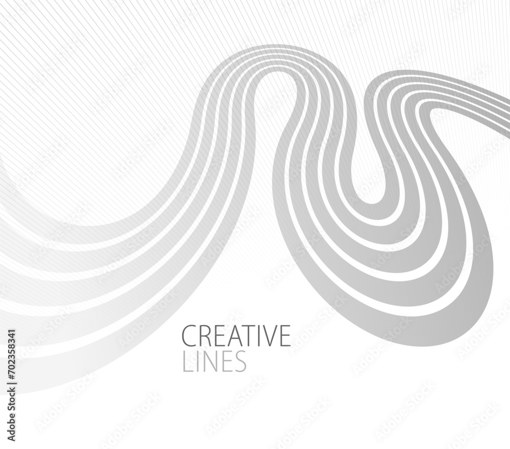 Wave lines in 3D perspective vector abstract background with smooth ...